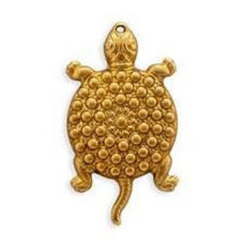 Turtle Brass Stamping Charm Embossed Small Turtle Finding - Etsy
