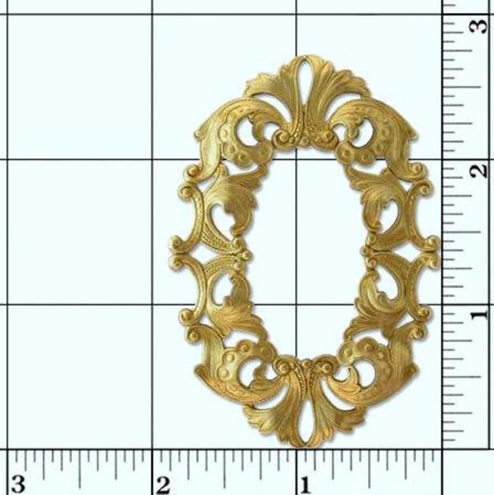 Haskell Oval Filigree Frame Brass Stamping Large Deco Oval - Etsy
