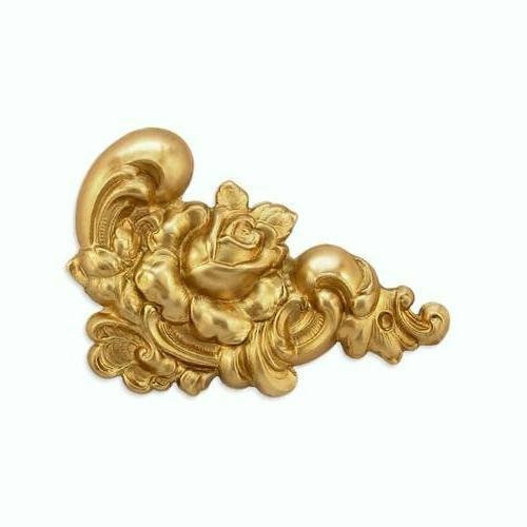 Brass Rose Corner Stamping Embellishment, Mirror Image Brass Rose ...