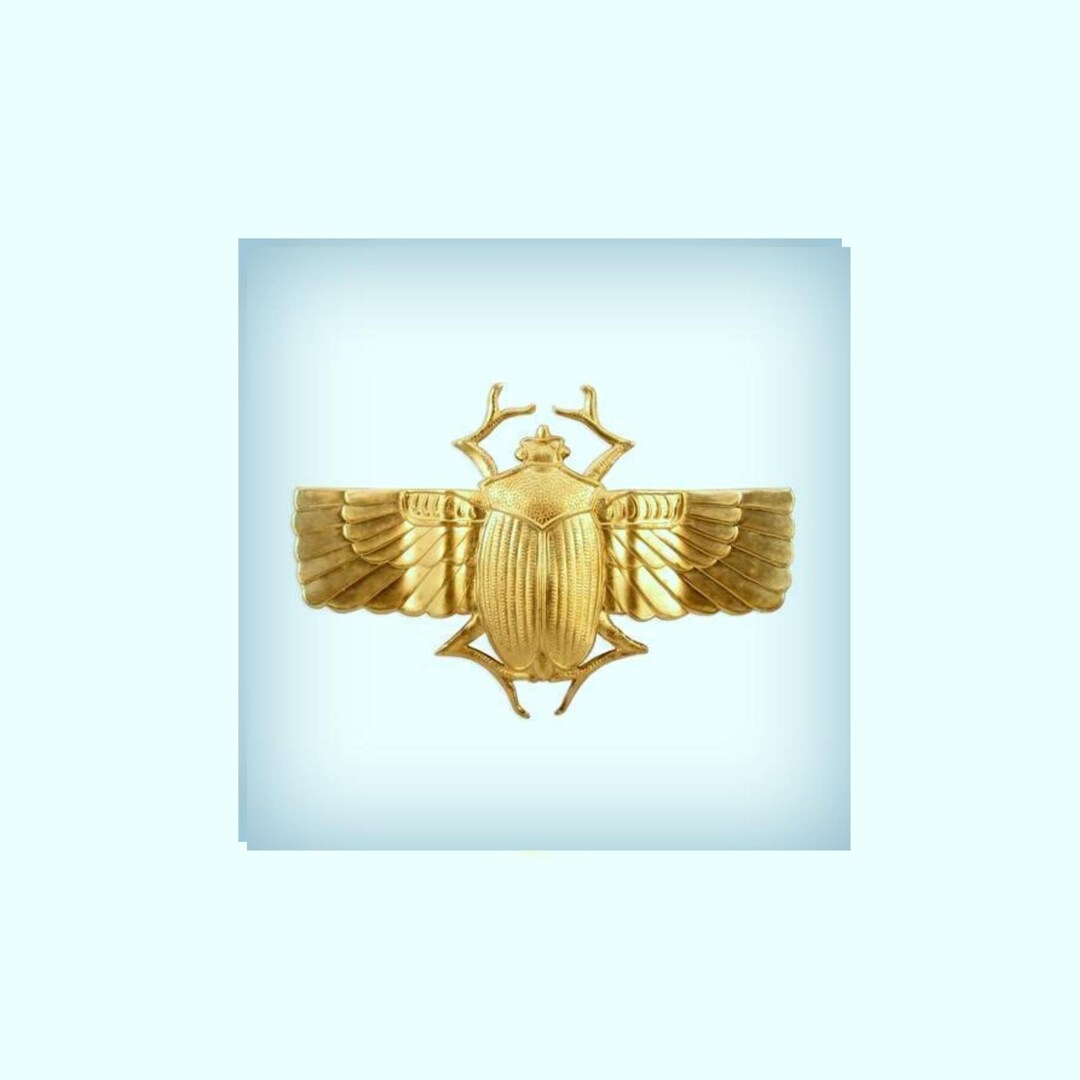 Winged Scarab Brass Stamping 65mm, EXTRA LARGE Egyptian Scarab Beetle ...