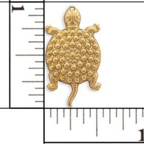 Turtle Brass Stamping Charm Embossed Small Turtle Finding - Etsy