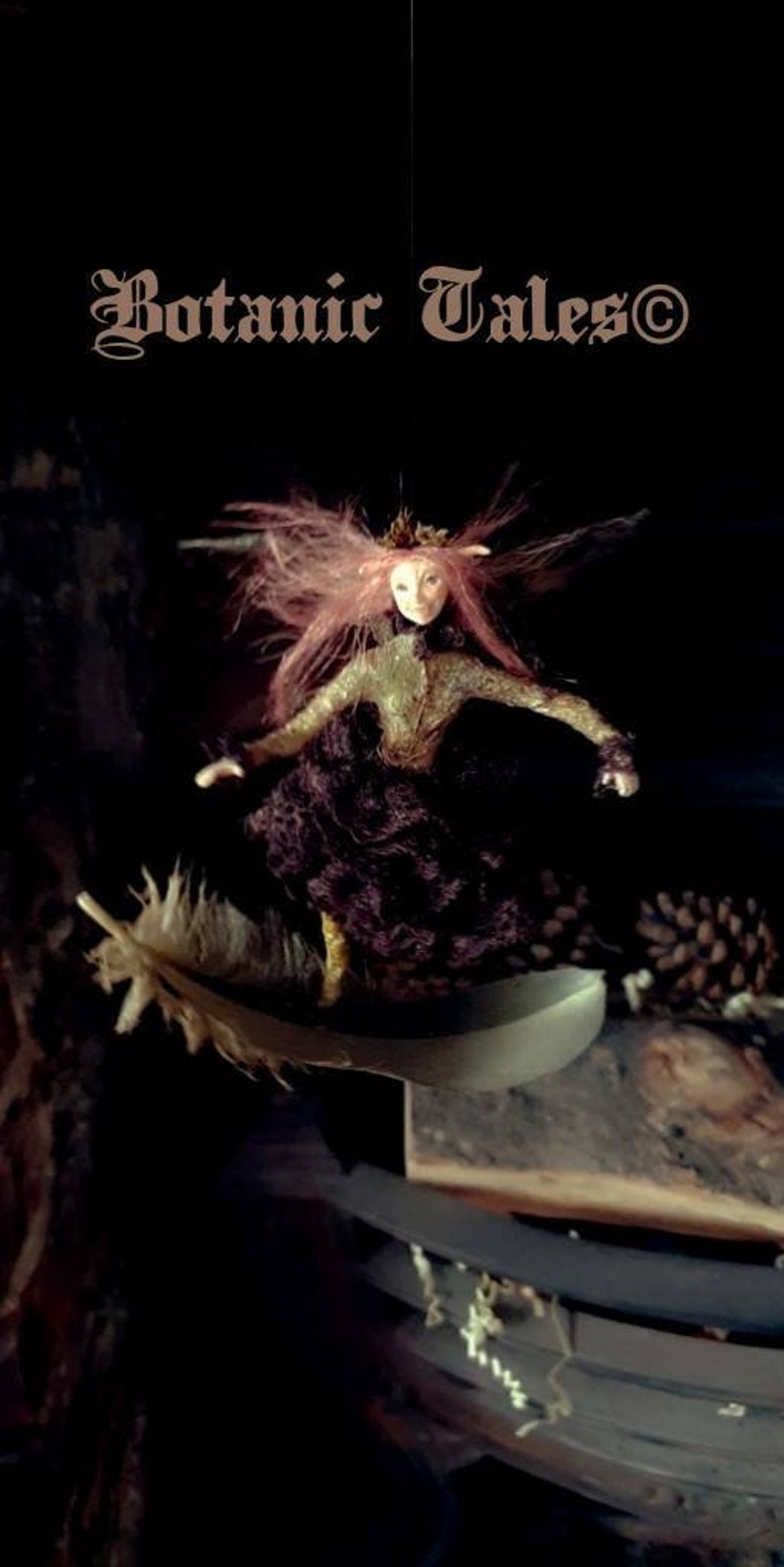 Pixie Girl Gliding on a Feather - Cheeky Pixie OOAK Doll Art Doll Mixed ...
