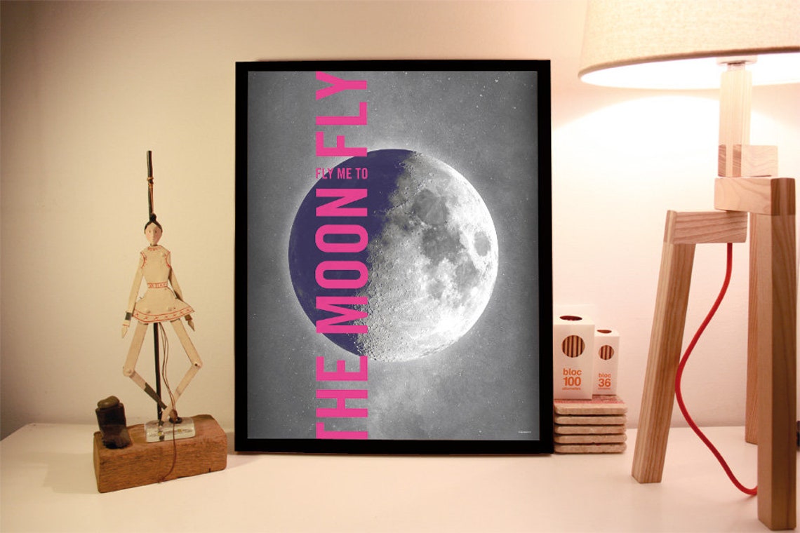 Fly Me to the Moon. Poster. Art. Digital Print. Illustration. - Etsy