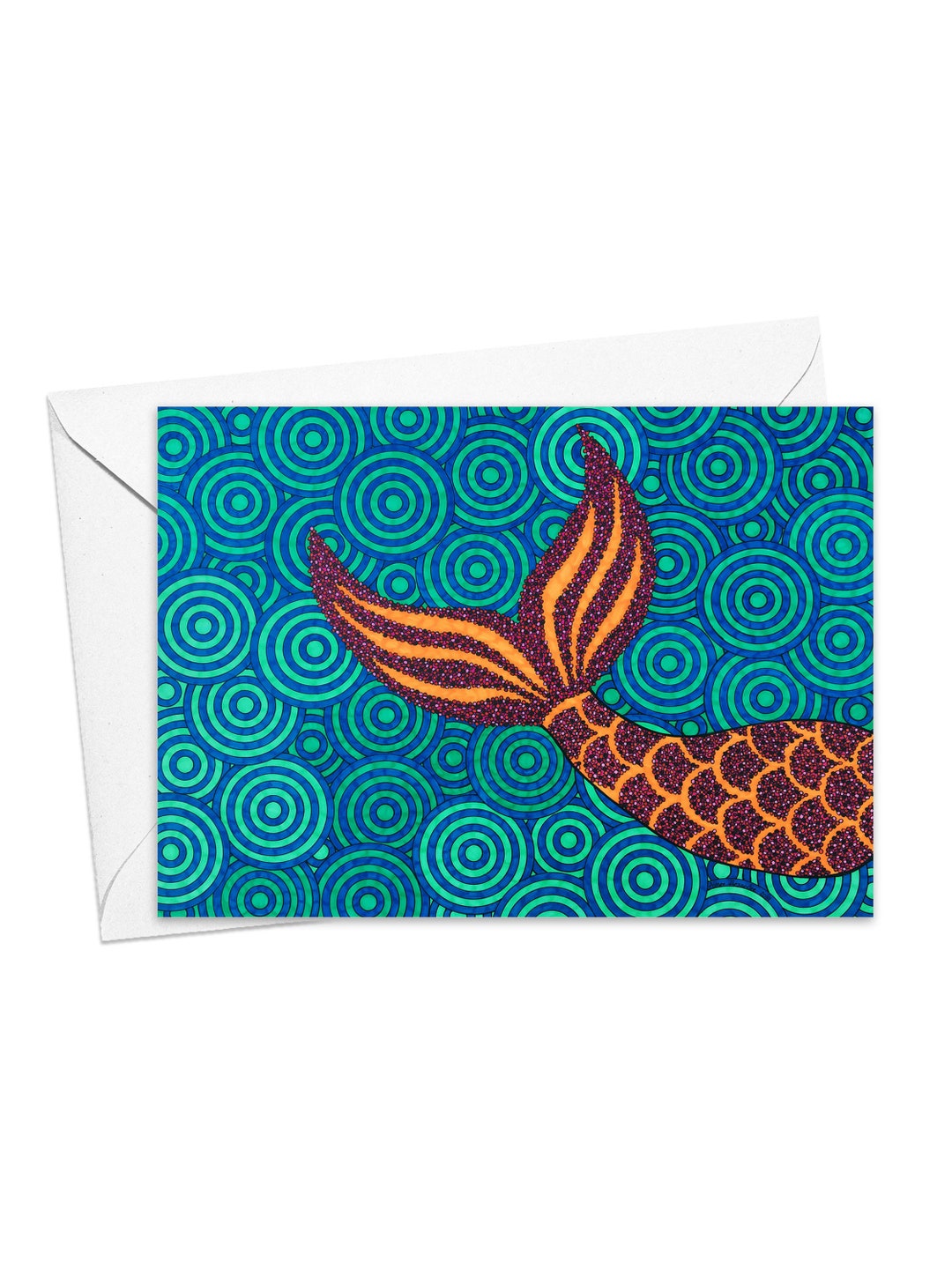 Mermaid Tail Greeting Cards, Set of 6 With Envelopes, Thank You Notes ...