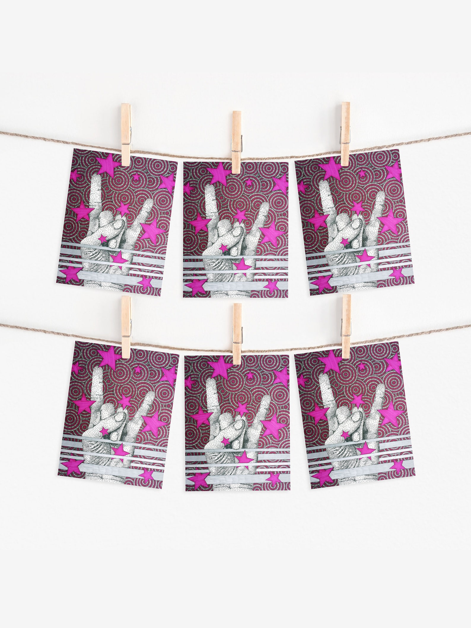 Rockstar Greeting Cards, Set of 6 With Envelopes, Thank You Notes ...