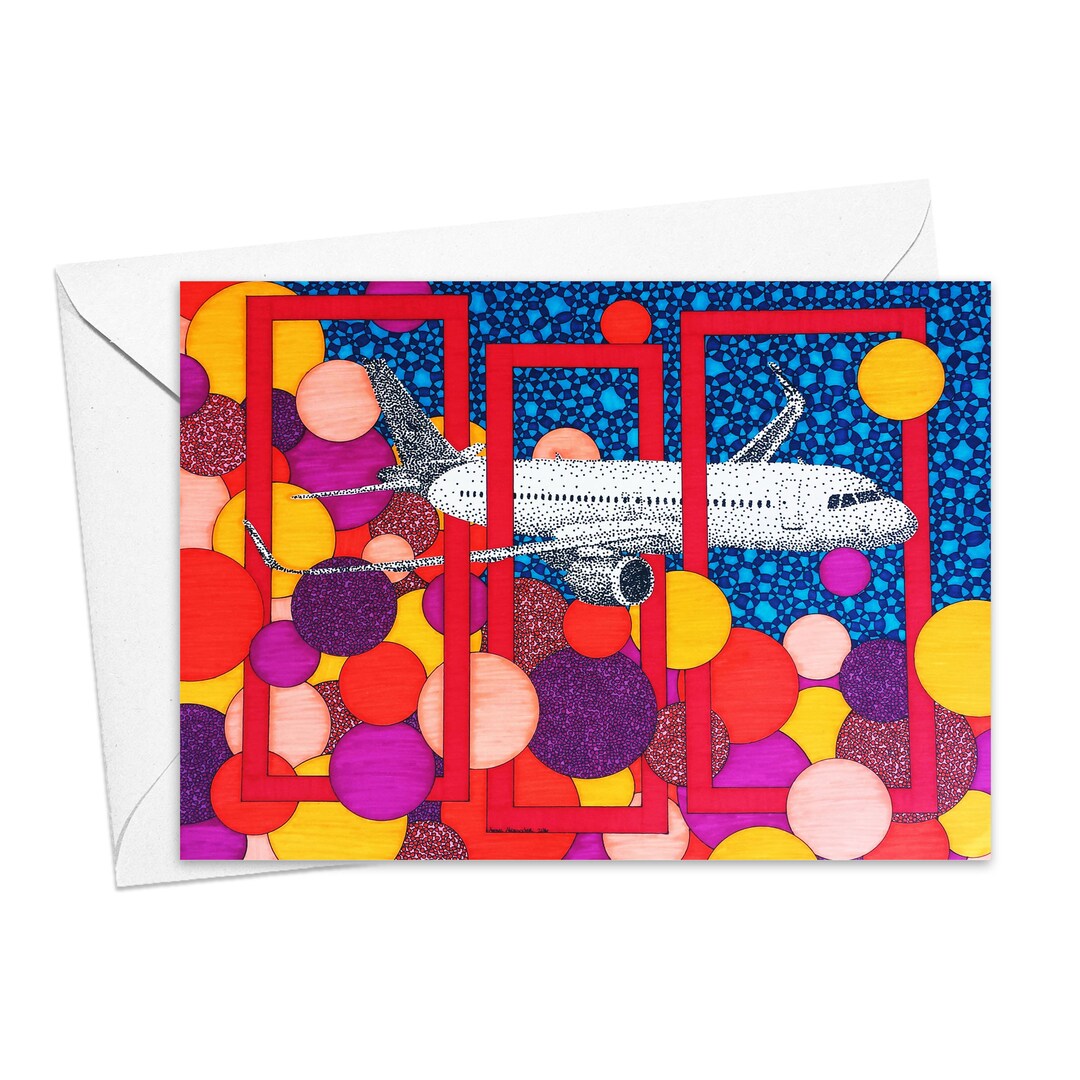 Airplane Greeting Cards, Set of 6 With Envelopes, Thank You Notes ...
