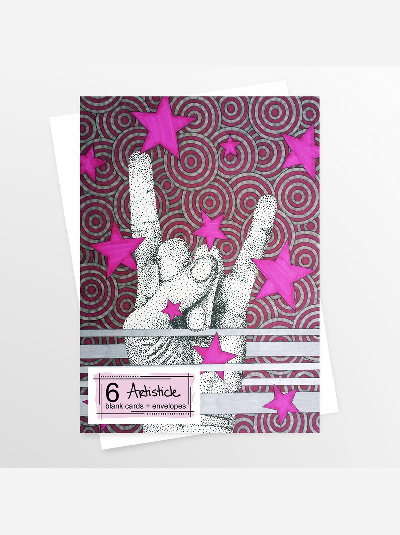 Rockstar Greeting Cards, Set of 6 With Envelopes, Thank You Notes ...