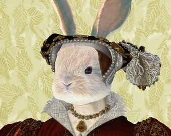 Mixed Media Rabbit - Etsy