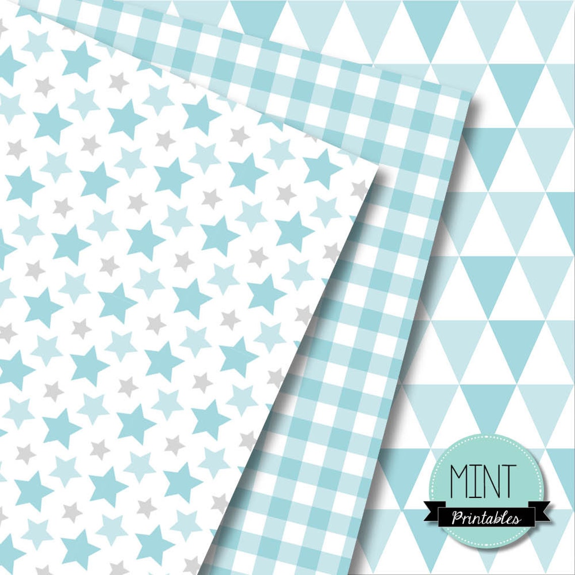 Blue Baby Boy Digital Paper Scrapbooking Papers Patterned - Etsy