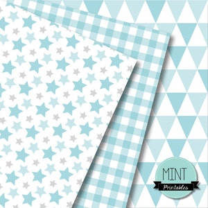 Blue Baby Boy Digital Paper, Scrapbooking Papers, Patterned Paper ...
