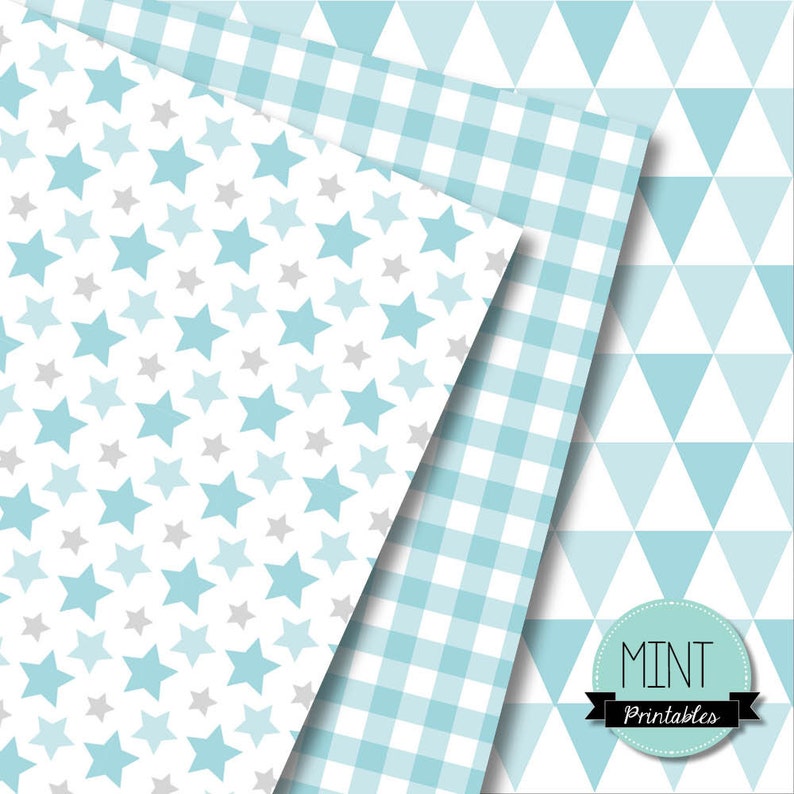 Blue Baby Boy Digital Paper Scrapbooking Papers Patterned - Etsy