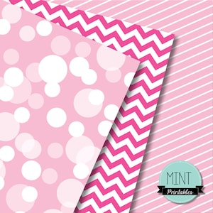 Pink Digital Paper, Scrapbooking Paper, Patterned, Printable, Baby ...