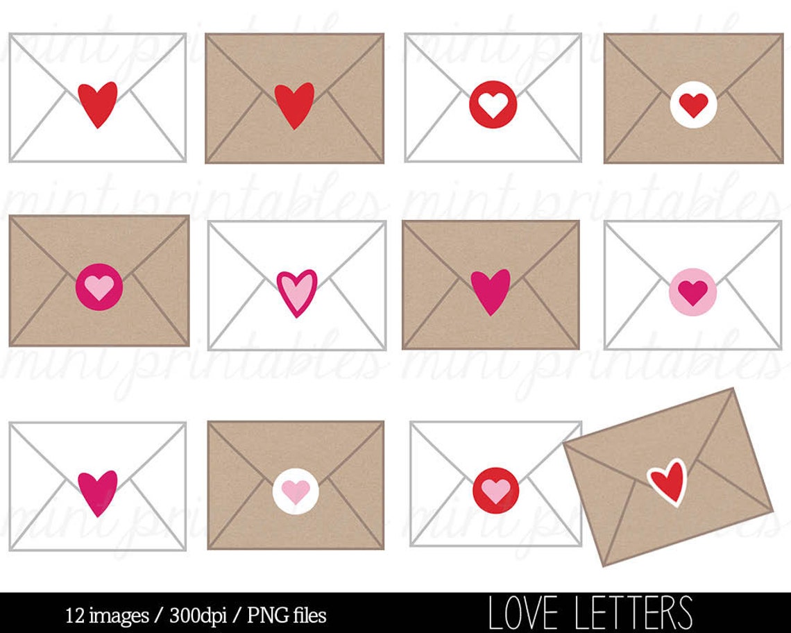 Love Letter Clipart Clip Art Digital Heart Clipart | Etsy