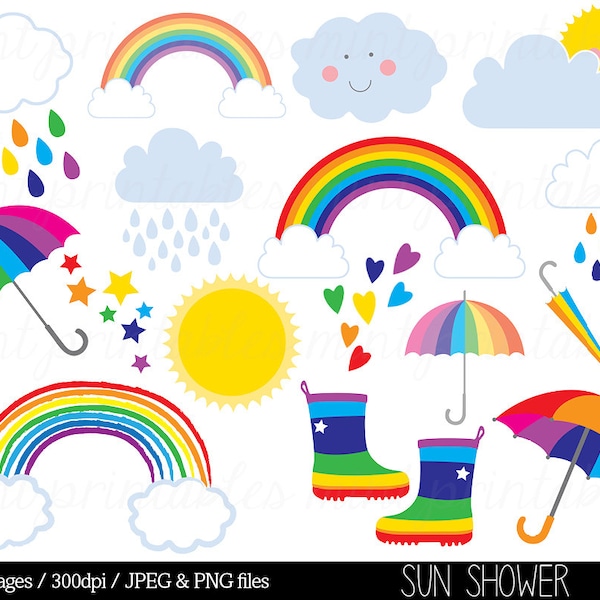 Raindrops Clipart - Etsy