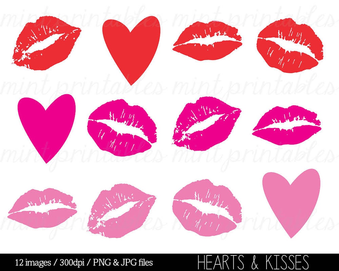 Kisses Clipart Clip Art, Heart Clipart, Hearts, Kiss, Smooch, Lipstick ...
