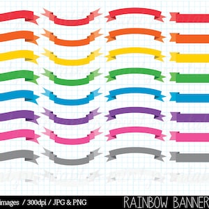 Banners Clipart, Banner Clip Art, Bright Colored Banners, Rainbow ...