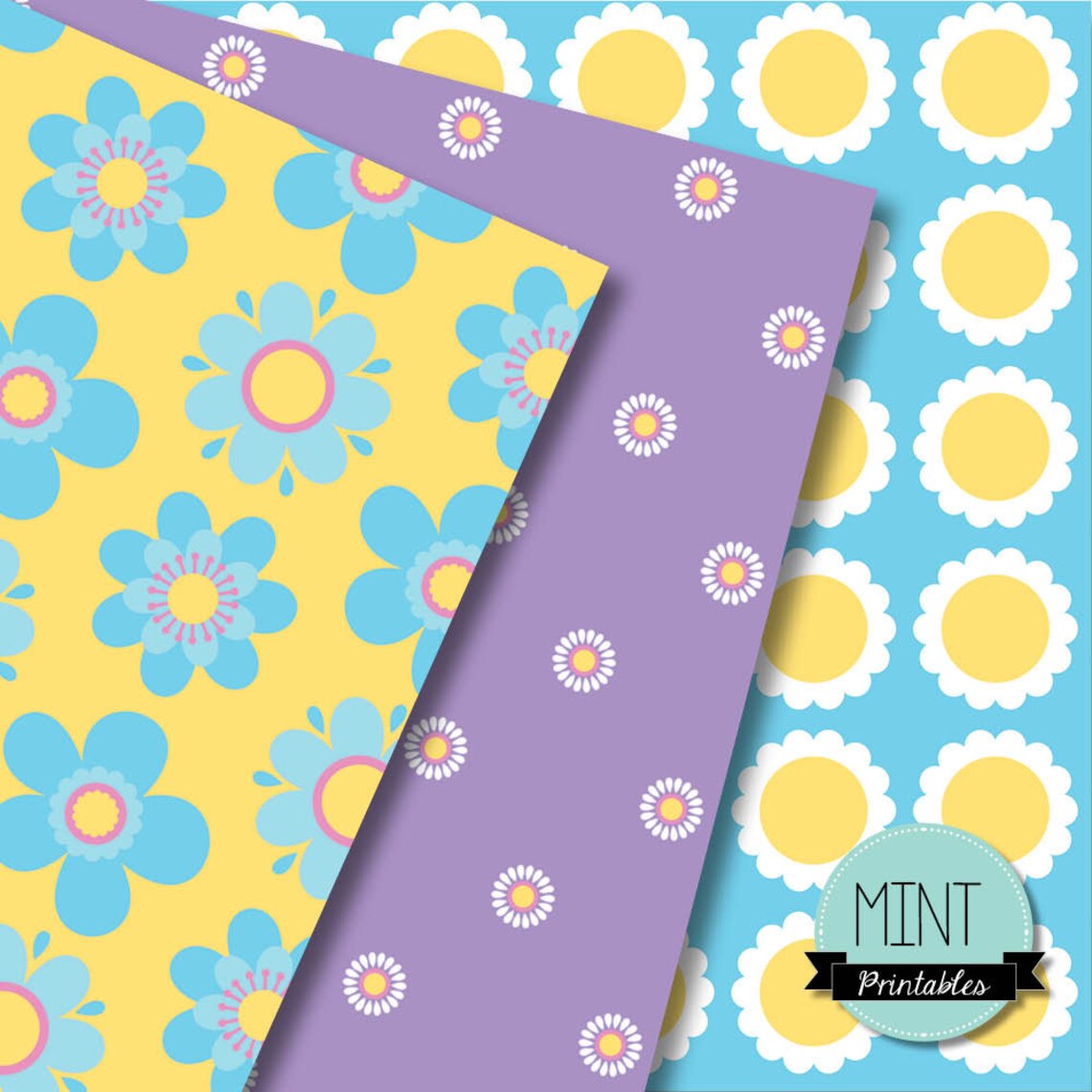 Floral Digital Paper Spring Flower Printable Sheets Pattern - Etsy