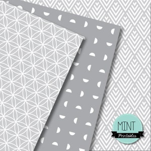 Grey Gray White Digital Paper, Geometric Pattern Modern Chevron ...