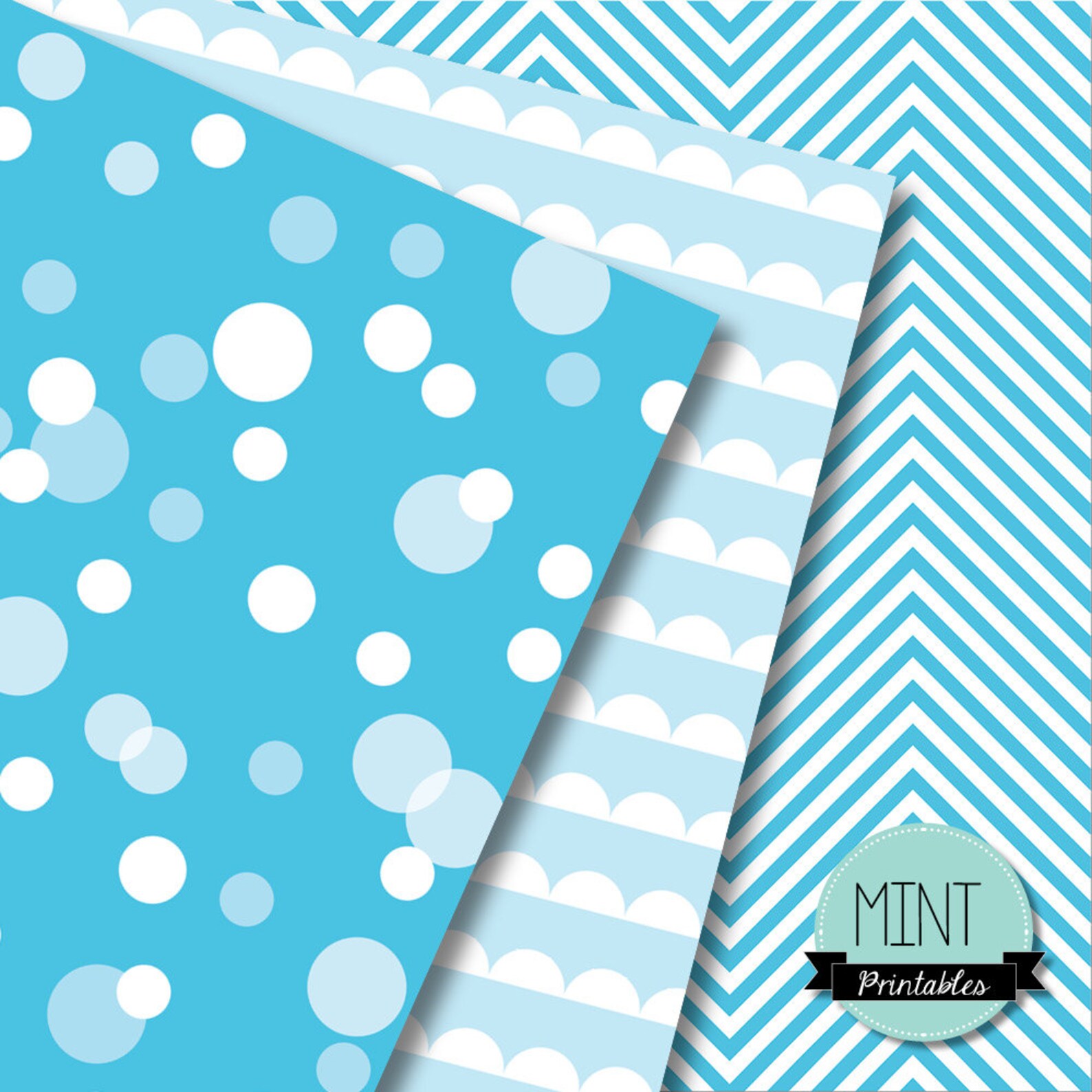 Digital Paper Blue Scrapbooking Patterned Printable Sheets - Etsy