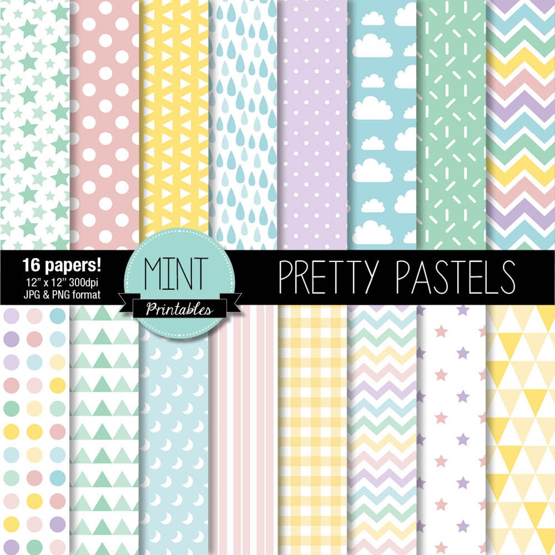 Pastel Baby Digital Paper Pink Blue Mint Green Lilac Baby - Etsy