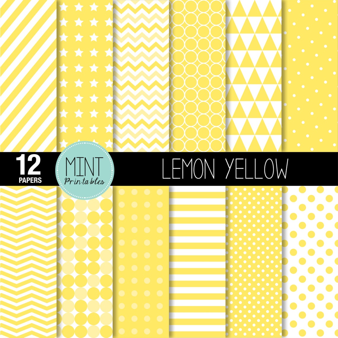 Yellow Scrapbooking Paper Digital Paper Patterned Paper | Etsy