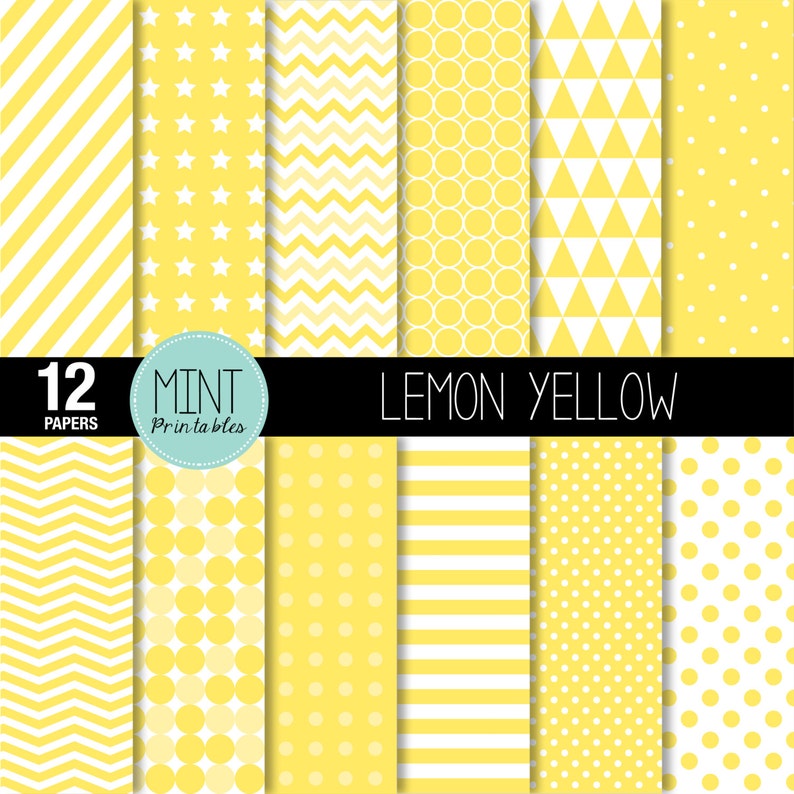 Yellow Scrapbooking Paper, Digital Paper, Patterned Paper, Printable ...