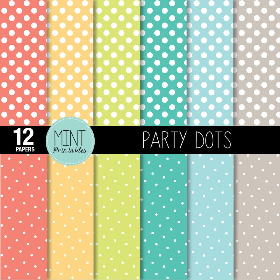 Polka Dots Digital Paper, Bright Colored Polka Dot Scrapbooking Sheets ...