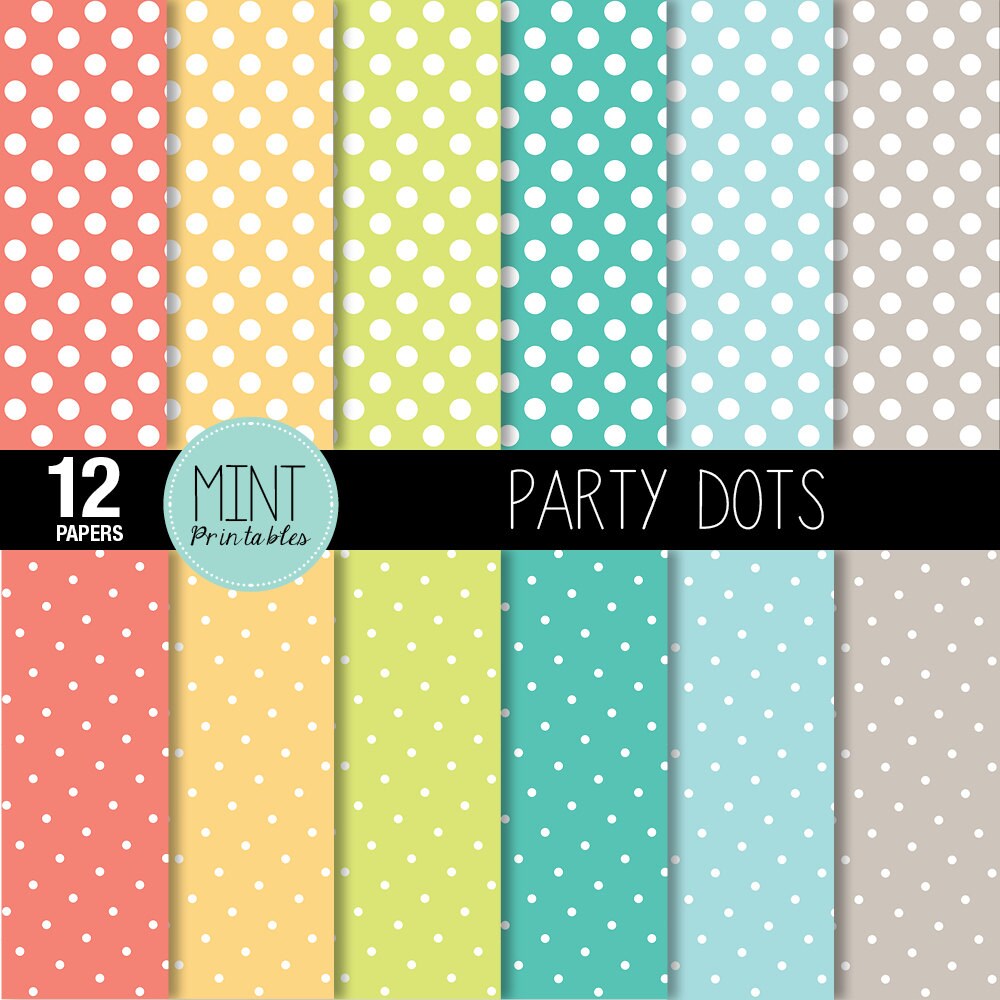 Polka Dots Digital Paper Bright Colored Polka Dot | Etsy