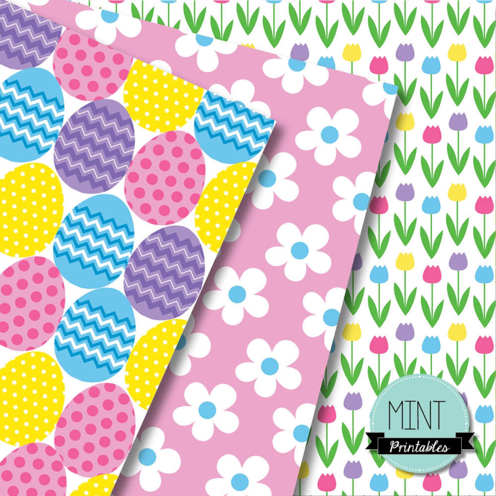 Easter Digital Paper Scrapbooking Paper Easter Eggs Easter - Etsy