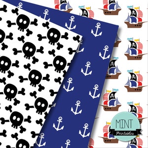 Pirate Digital Paper, Pirates Scrapbooking Paper, Pirate Background ...