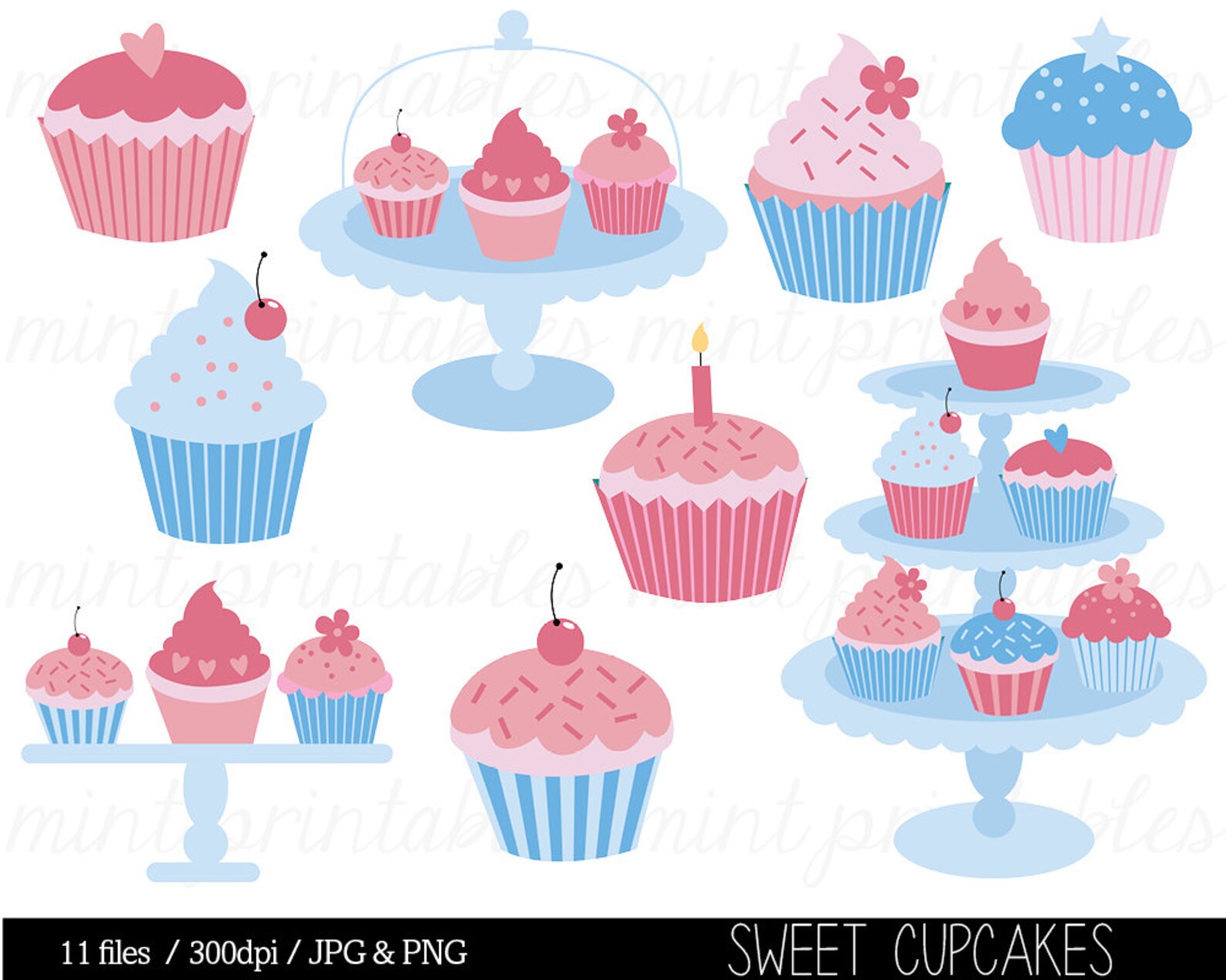 Cupcake Clipart Digital Cup Cake Clip Art Birthday Party | Etsy
