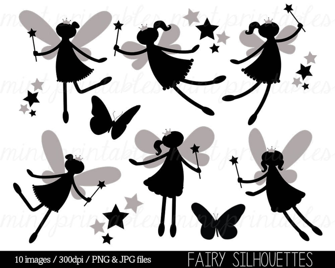 Fairy Silhouette Clipart, Fairy Clip Art, Digital Clipart Fairies ...