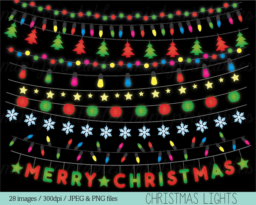 String Lights Christmas Clipart Clip Art, Colored Fairy Lights, Festive ...