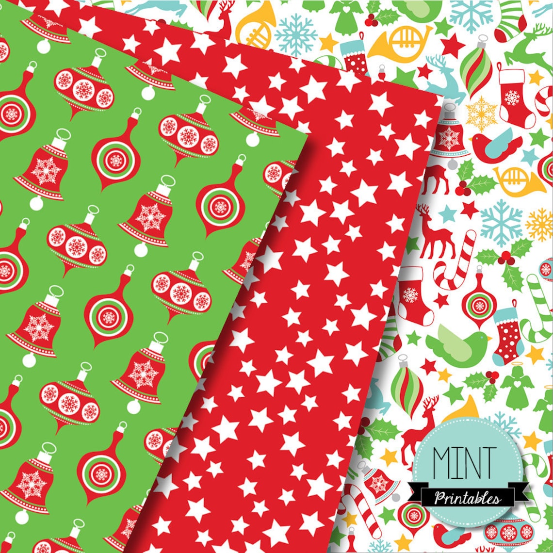 Christmas Digital Paper Christmas Scrapbooking Paper - Etsy