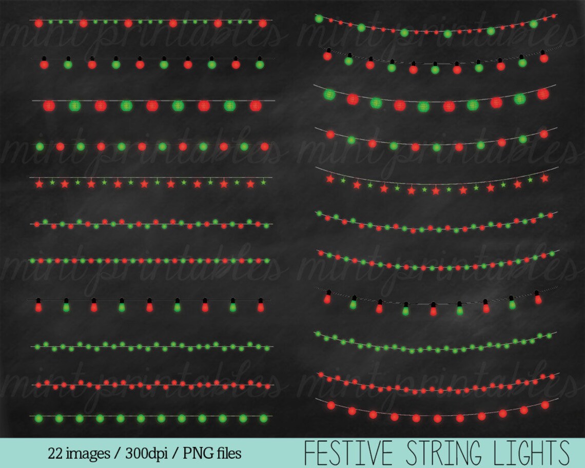 Christmas Lights Clipart String Lights Fairy Lights Clip Art - Etsy