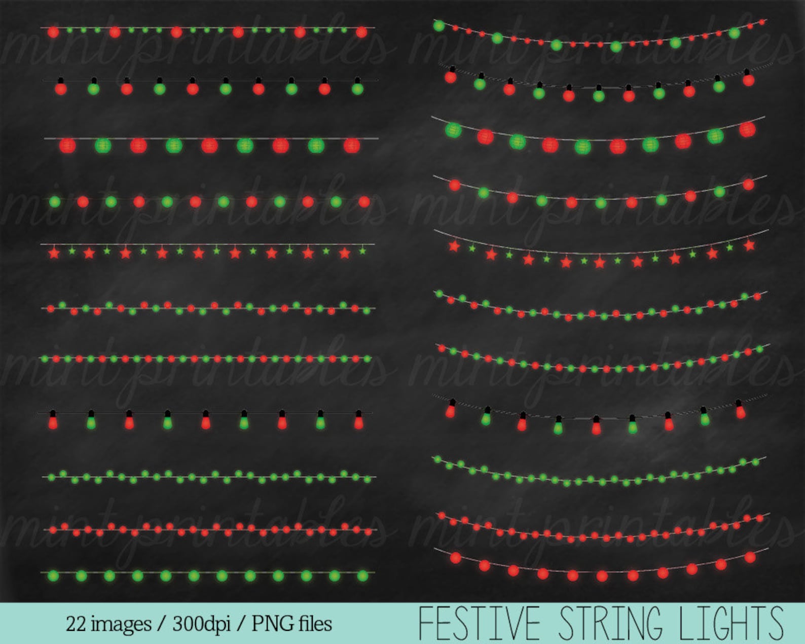 Christmas Lights Clipart String Lights Fairy Lights Clip Art - Etsy