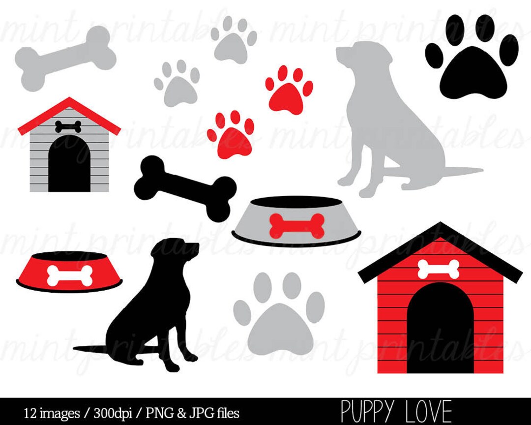 Digital Dog Clipart Clip Art, Animal Clipart, Puppy, Pets, Paw Print ...