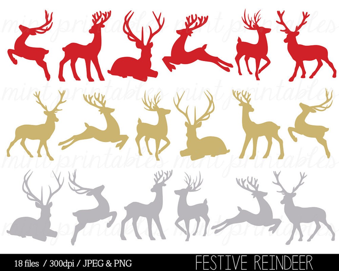 Christmas Clipart Reindeer Clipart Reindeer Clip Art | Etsy