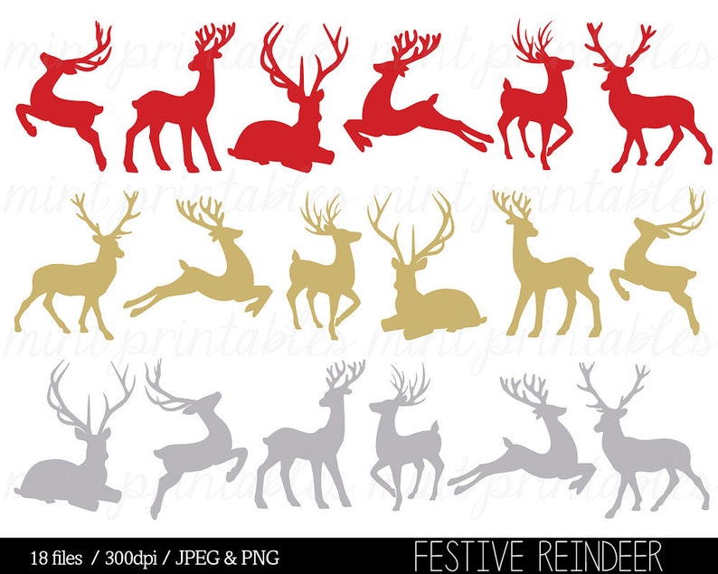 Christmas Clipart Reindeer Clipart Reindeer Clip Art | Etsy
