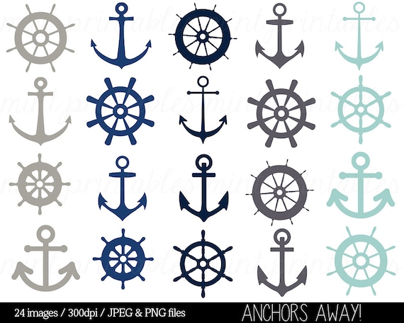 Nautical Clipart Clip Art Anchor Clipart Helm Clipart - Etsy