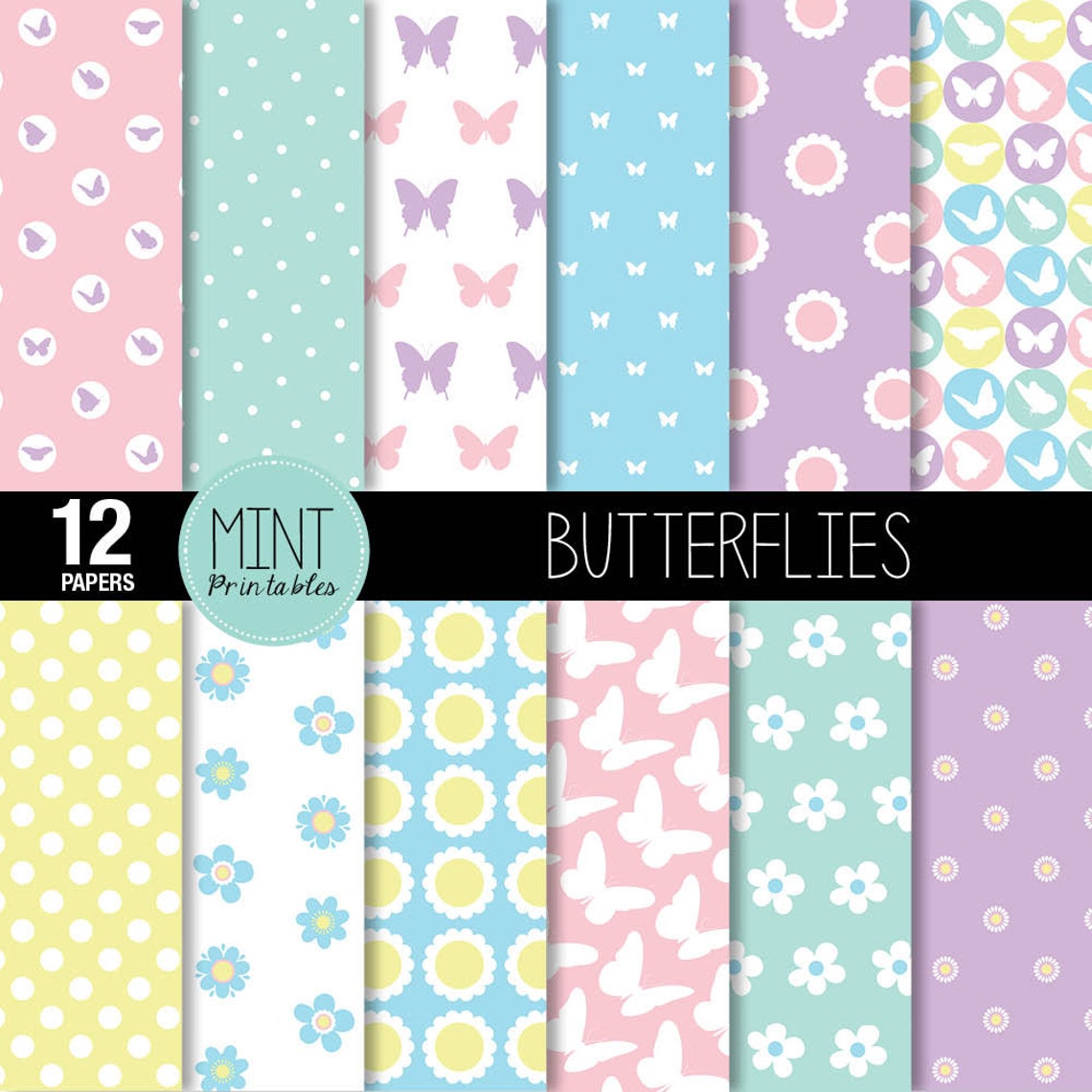 Butterflies Scrapbooking Paper Butterfly Digital Paper Baby - Etsy