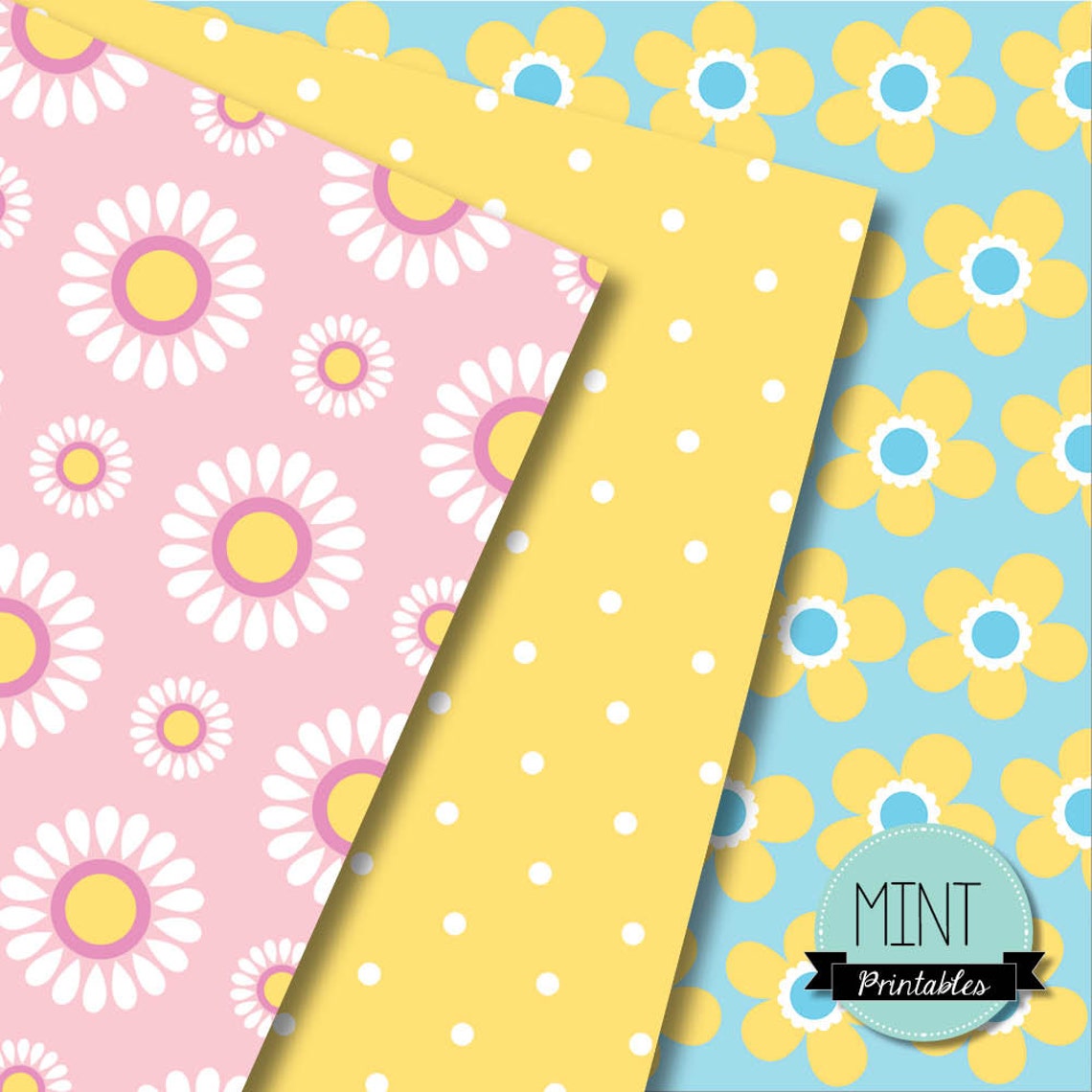 Floral Digital Paper Spring Flower Printable Sheets Pattern - Etsy