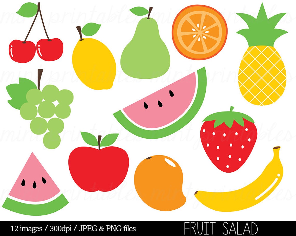 Fruit Clipart Clip Art, Fruit Salad, Watermelon, Pineapple, Apple, Pear ...