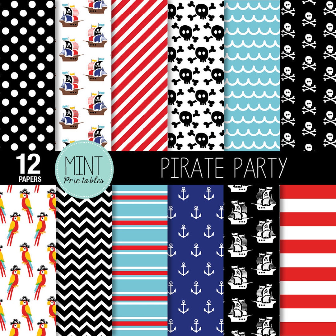 Pirate Digital Paper, Pirates Scrapbooking Paper, Pirate Background ...