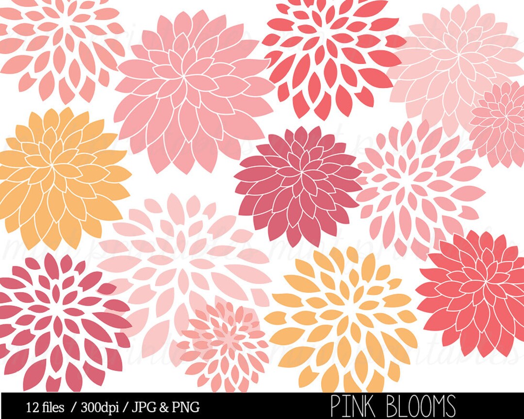 Flower Clipart, Spring Flower Clipart Clip Art, Digital Flowers, Pink ...