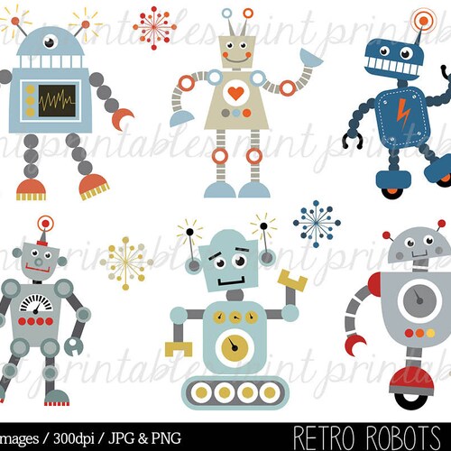 Robot & Rocket Clipart Set Cute Space Images INSTANT | Etsy Canada