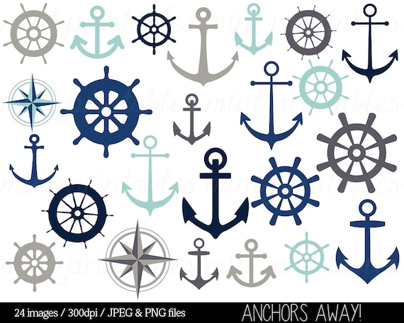 Blue Nautical Anchor Clip Art