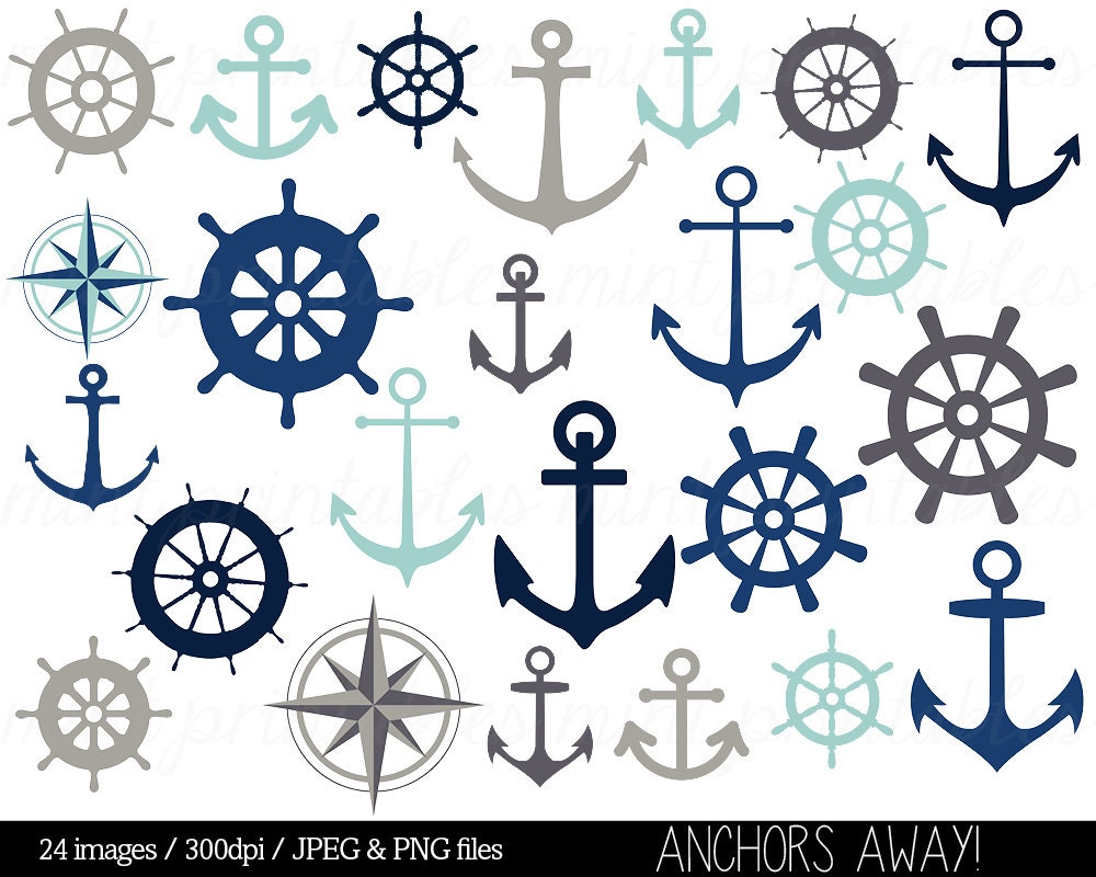 Nautical Clipart Clip Art Anchor Clipart Helm Clipart | Etsy