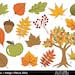 Autumn Clipart, Leaf Tree Clip Art, Oak Acorn Leaves Colors Maple ...