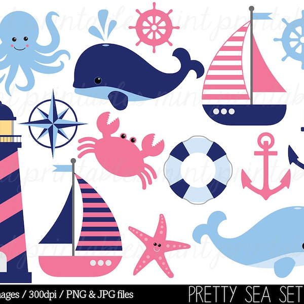 Pink Navy Nautical - Etsy